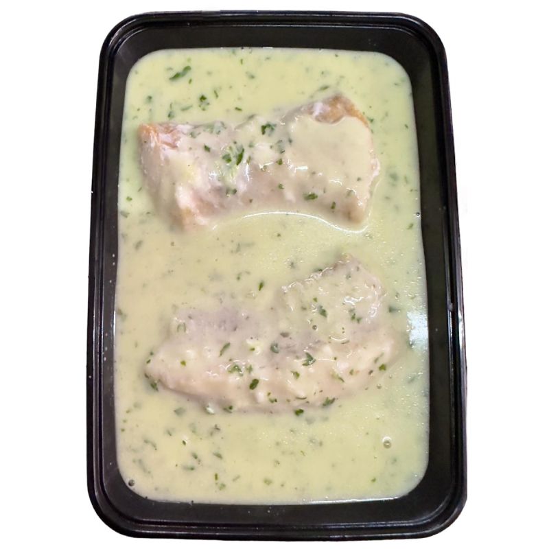 TWO COD FILLETS IN PARSLEY SAUCE